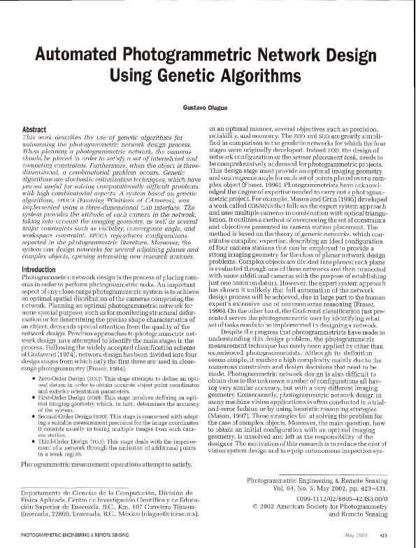 (PDF) Automated Photogrammetric Network Design Using Genetic Algorithms