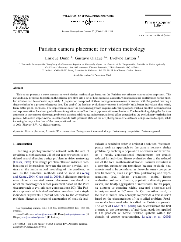 (PDF) Abstract Parisian camera placement for vision metrology