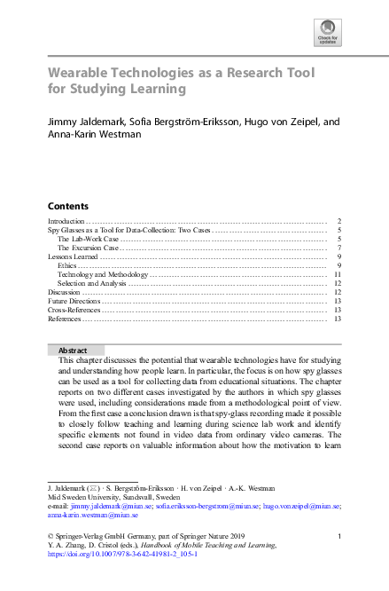 (PDF) Wearable Technologies as a Research Tool for Studying Learning