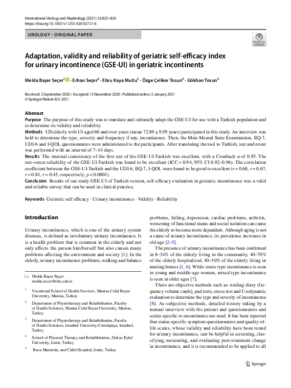 (PDF) Adaptation, validity and reliability of geriatric self-efficacy ...