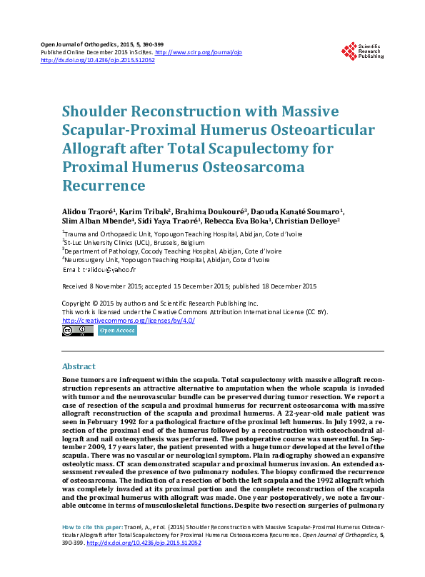 (PDF) Shoulder Reconstruction with Massive Scapular-Proximal Humerus ...