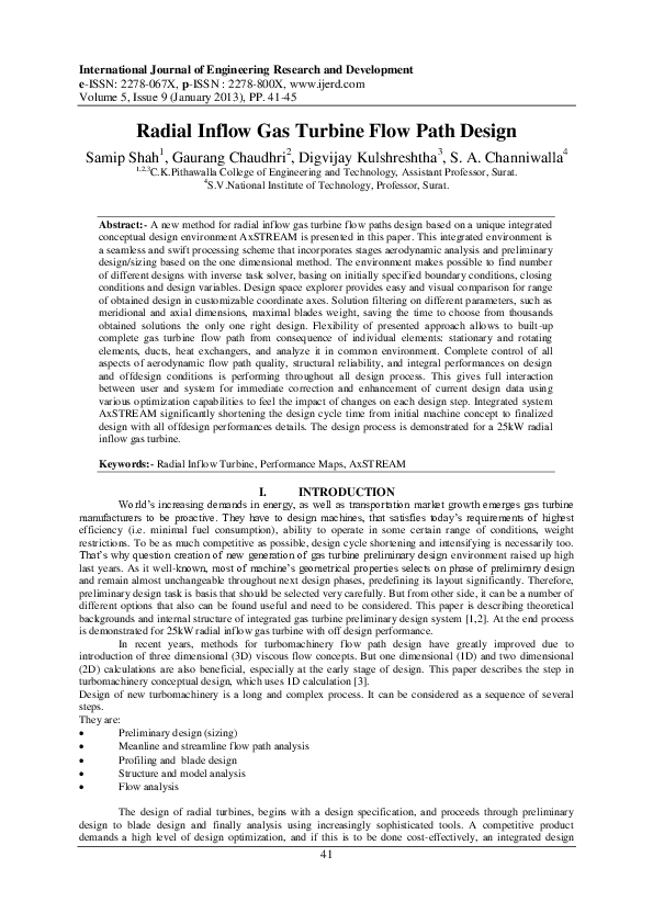 (PDF) Radial Inflow Gas Turbine Flow Path Design | Dr. Digvijay ...