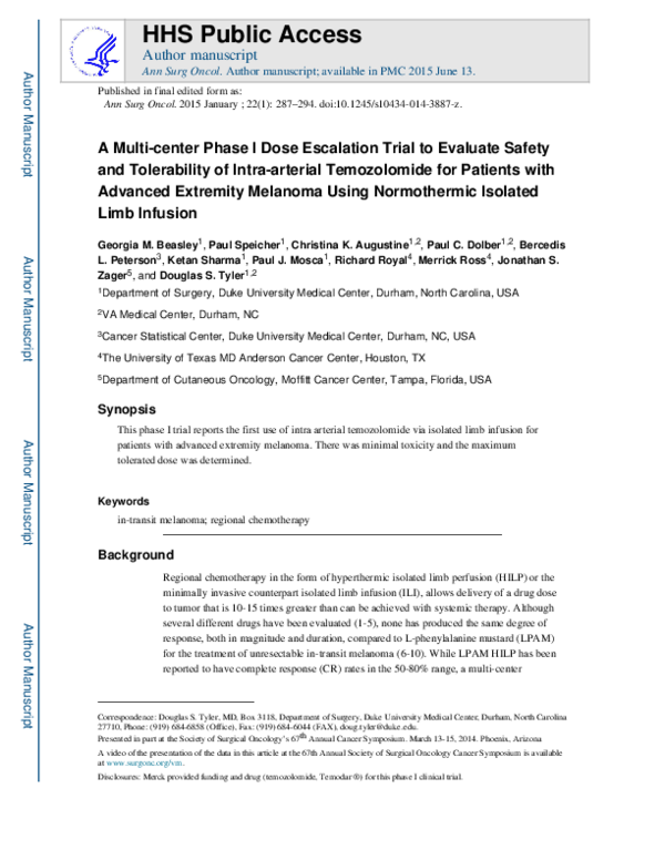 (PDF) A Multicenter Phase I Dose Escalation Trial to Evaluate Safety ...
