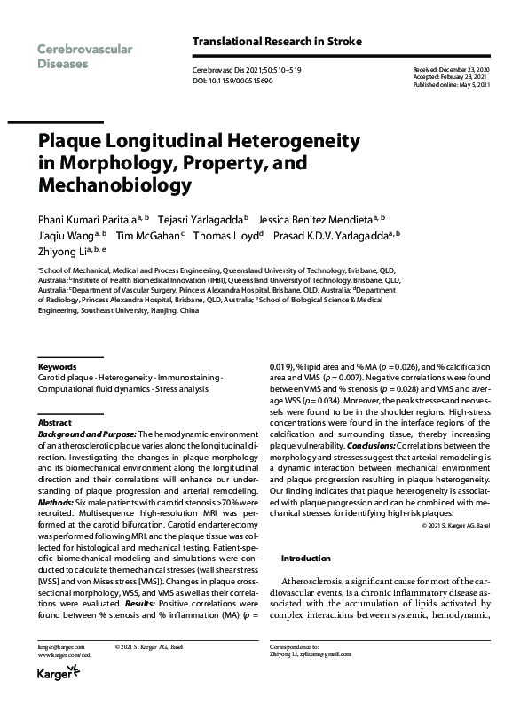 (PDF) Plaque Longitudinal Heterogeneity in Morphology, Property, and ...