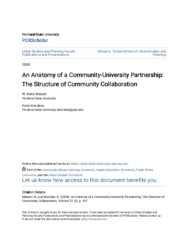 (PDF) An Anatomy of a Community-University Partnership: The Structure ...