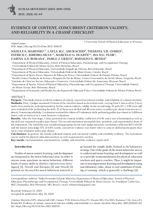(PDF) Evidence of content, concurrent criterion validity, and ...