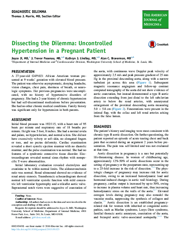 (PDF) Dissecting the Dilemma: Uncontrolled Hypertension in a Pregnant ...