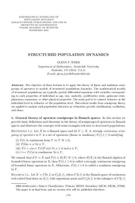 (PDF) Structured population dynamics