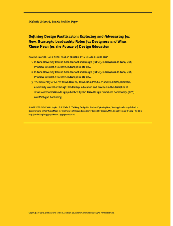 (PDF) Position Paper: Defining Design Facilitation: Exploring and ...