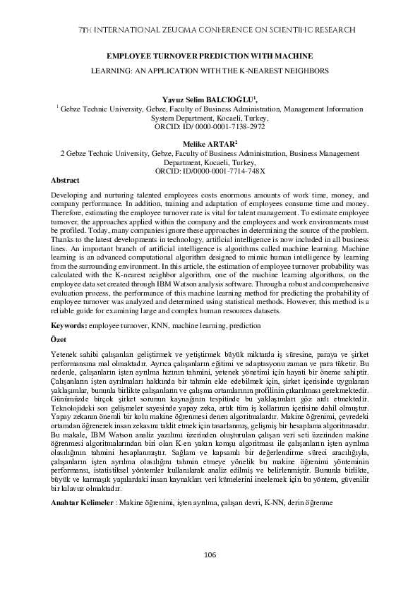 (PDF) EMPLOYEE TURNOVER PREDICTION WITH MACHINE LEARNING AN APPLICATION ...