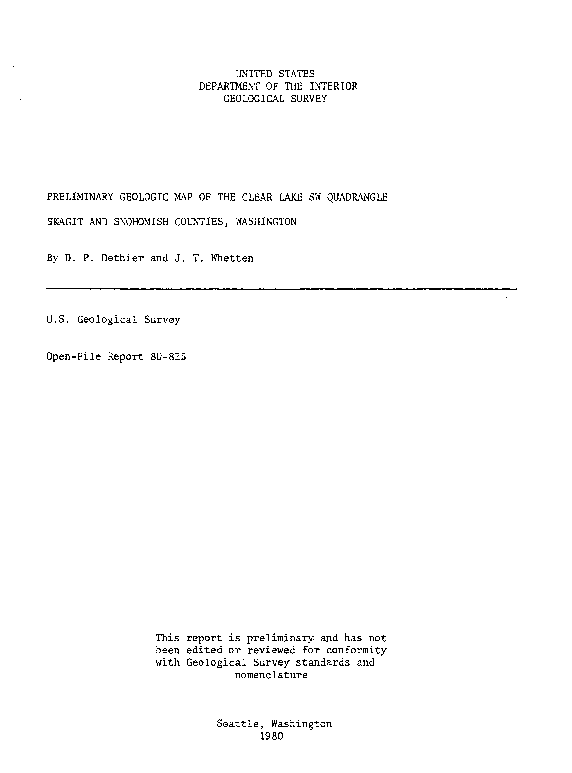 (PDF) Preliminary geologic map of the Clear Lake SW Quadrangle, Skagit ...