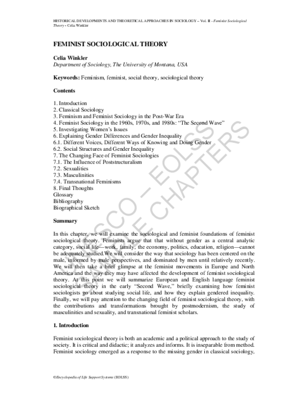 (PDF) Feminist Sociological Theory