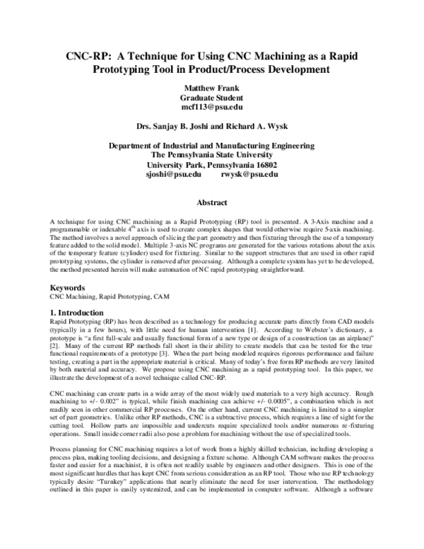 (PDF) CNC-RP: a technique for using CNC machining as a rapid ...