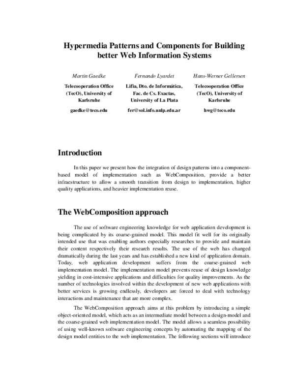 (PDF) Hypermedia Patterns and Components for Building better Web ...