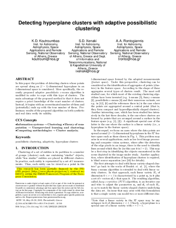 Pdf Detecting Hyperplane Clusters With Adaptive Possibilistic Clustering