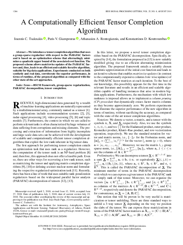 Pdf A Computationally Efficient Tensor Completion Algorithm