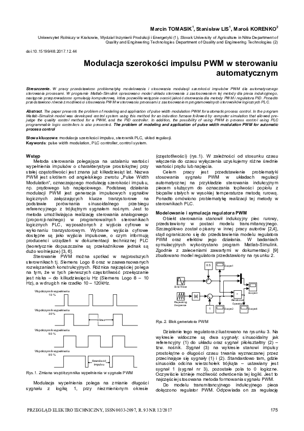 (PDF) Modulacja szerokości impulsu PWM w sterowaniu automatycznym