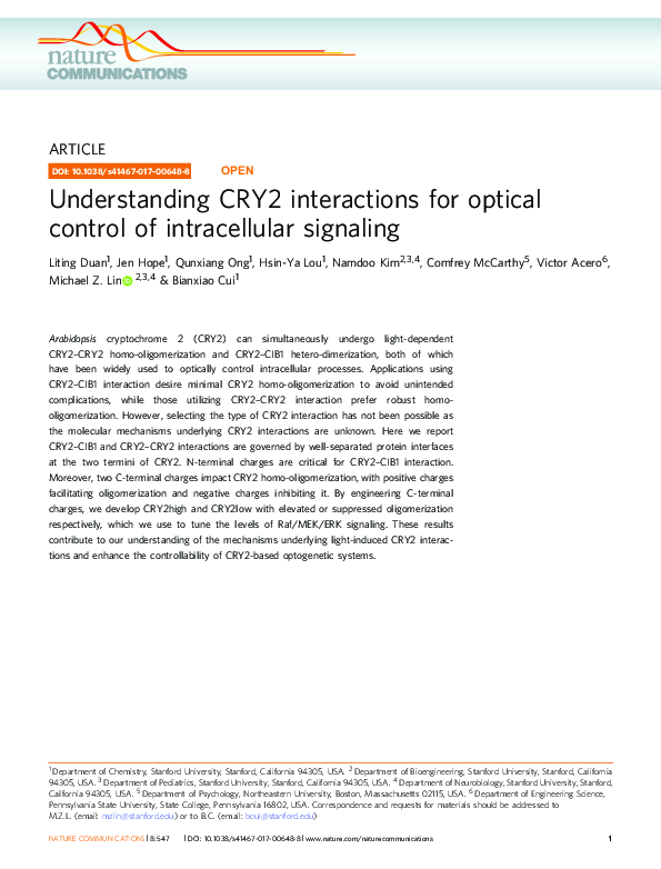 (PDF) Understanding CRY2 interactions for optical control of intracellular signaling
