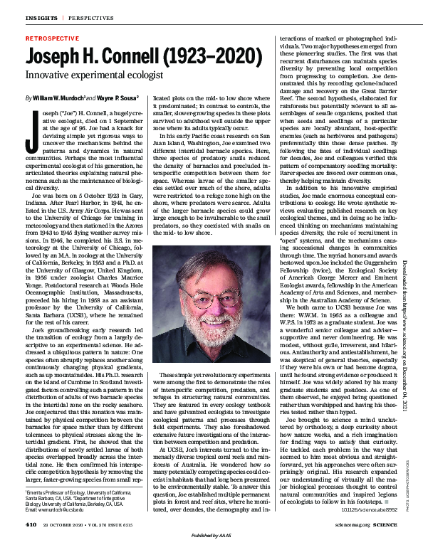 (PDF) Joseph H. Connell (1923–2020)