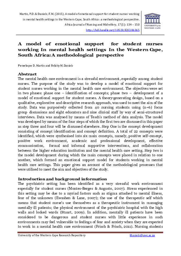 (PDF) A Methodological Perspective on Providing Emotional Support to ...