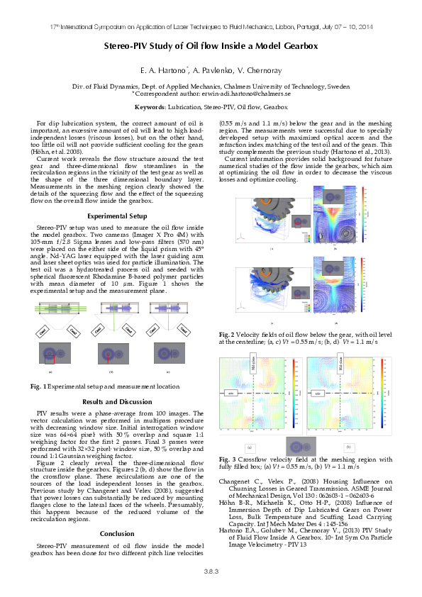 (PDF) Stereo-PIV Study of Oil Flow Inside a Model Gearbox