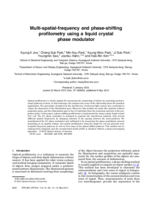 (PDF) Multi-spatial-frequency and phase-shifting profilometry using a liquid crystal phase modulator