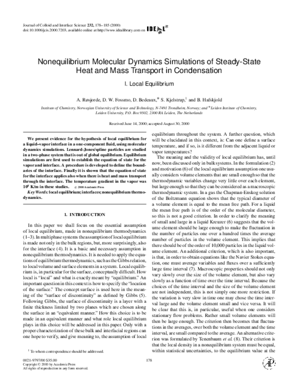 (PDF) Nonequilibrium Molecular Dynamics Simulations of Steady-State Heat and Mass Transport in ...