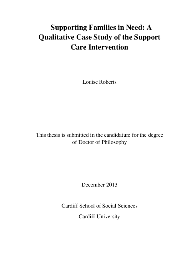 (PDF) Supporting families in need : a qualitative case study of the ...