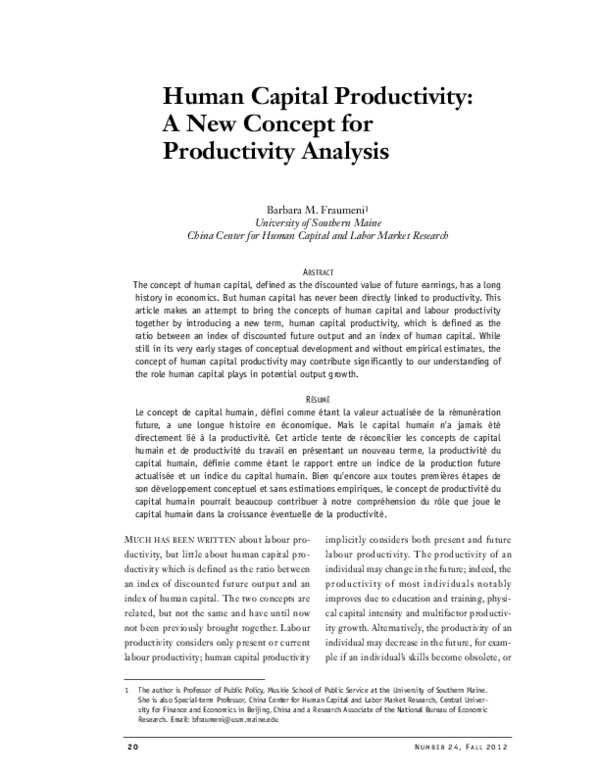 (PDF) Human Capital Productivity: A New Concept for Productivity Analysis