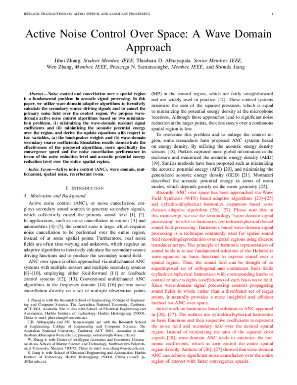 (PDF) Active Noise Control Over Space: A Wave Domain Approach