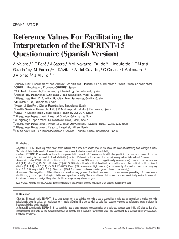 (PDF) Reference values for facilitating the interpretation of the ...