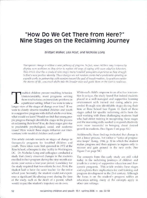 (PDF) HOW DO we Get There from Here?" Nine Stages on the Reclaiming Journey