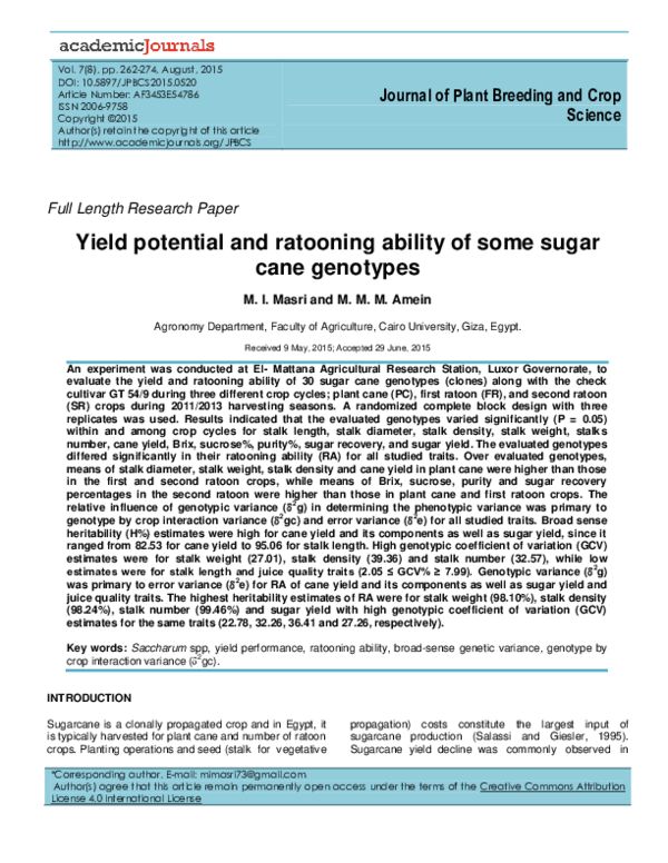 (PDF) Journal of Plant Breeding and Crop