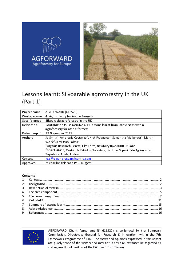 (PDF) Lessons Learnt: Silvoarable agroforestry in the UK (Part 1)