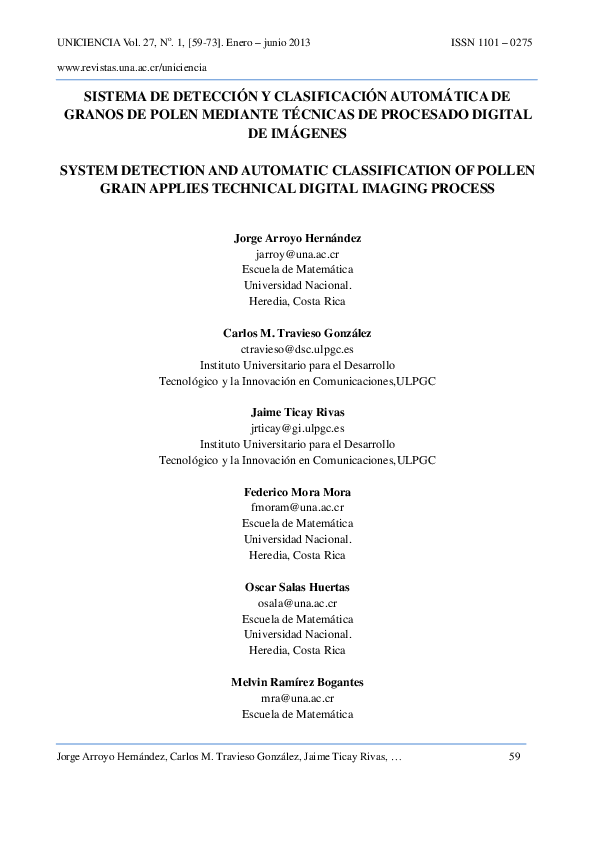 (PDF) System detection and automatic classification of pollen grain applies technical digital ...