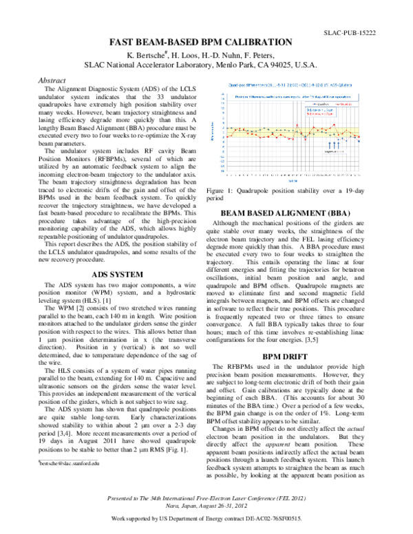 (PDF) Fast Beam-Based BPM Calibration