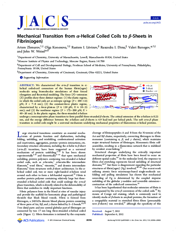 (PDF) Mechanical Transition from α-Helical Coiled Coils to β-Sheets in ...
