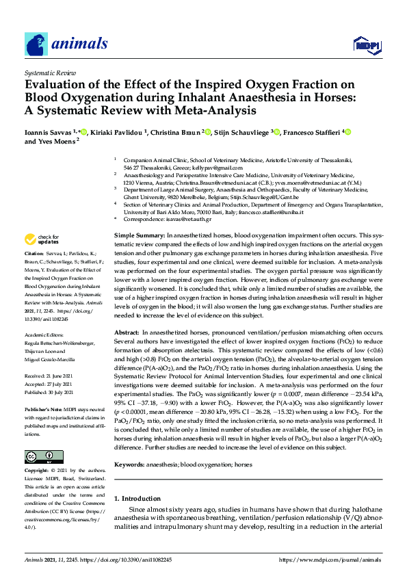 (PDF) Evaluation of the Effect of the Inspired Oxygen Fraction on Blood ...