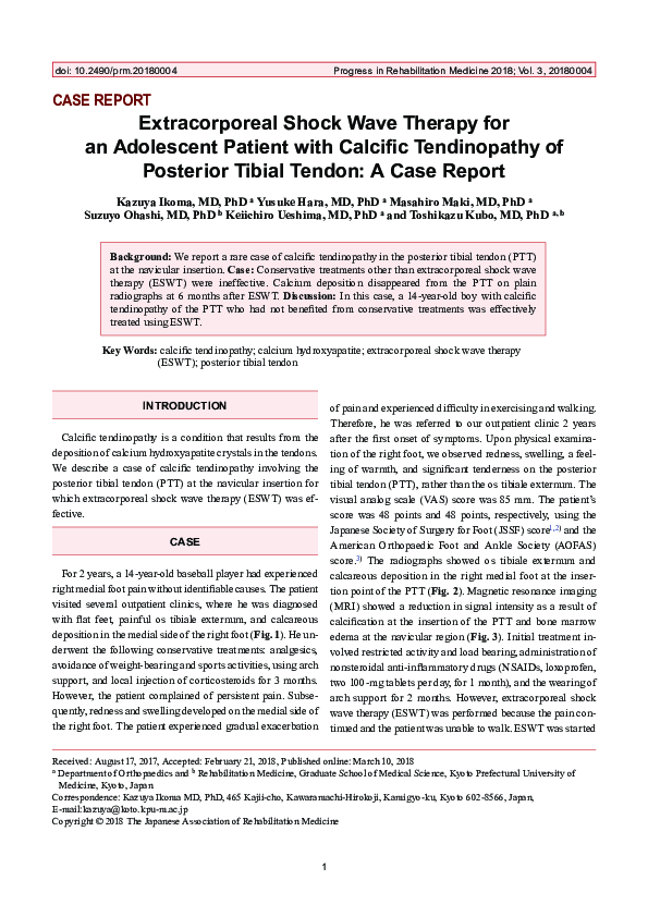 (PDF) Extracorporeal Shock Wave Therapy for an Adolescent Patient with ...