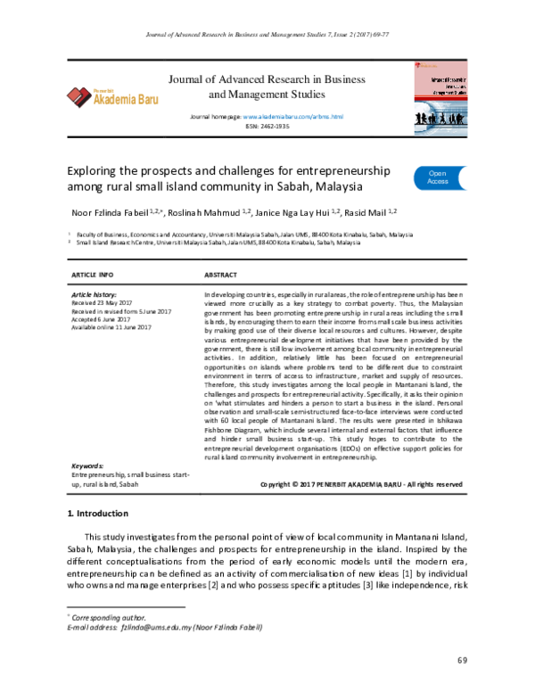 (PDF) Exploring the prospects and challenges for entrepreneurship among ...