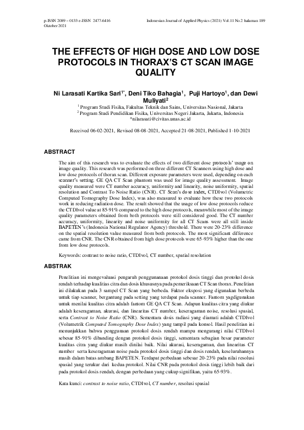 (PDF) The Effects Of High Dose and Low Dose Protocols In Thorax’s CT ...