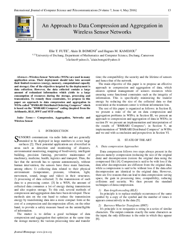 (PDF) S An Approach to Data Compression and Aggregation in Wireless ...