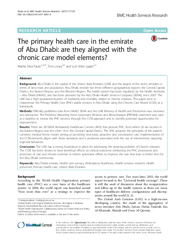 (PDF) Assessing Abu Dhabi's Primary Health Care Model