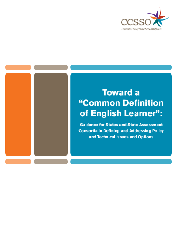 (PDF) Toward a "Common Definition of English Learner": Guidance for ...