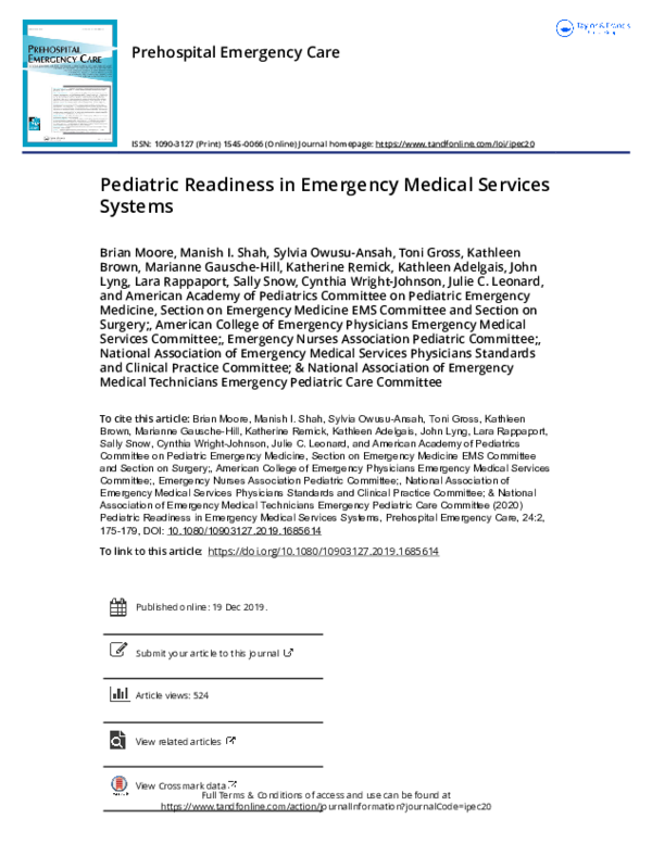 (PDF) Pediatric Readiness in Emergency Medical Services Systems