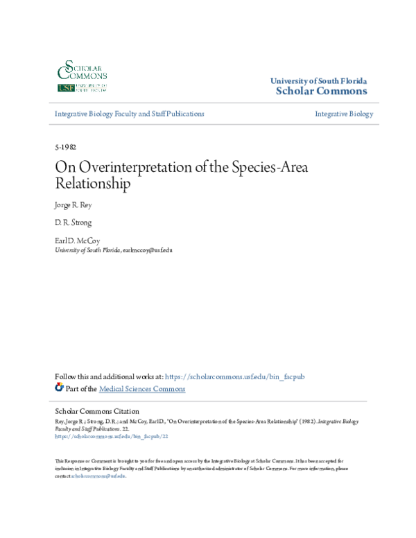 (PDF) On Overinterpretation of the Species-Area Relationship