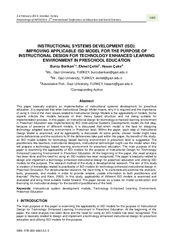 (PDF) Instructional Systems Development ( Isd ) : Improving Applicable ...