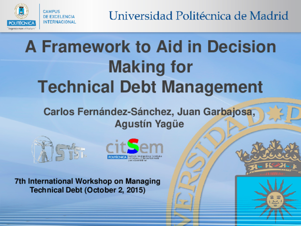 (PDF) A framework to aid in decision making for technical debt management