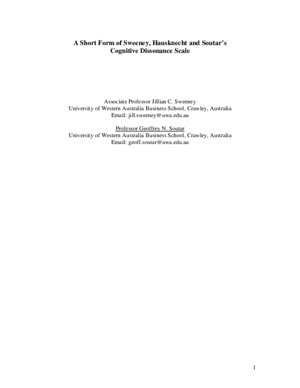 (PDF) A Short Form of Sweeney, Hausknecht and Soutar's Cognitive ...