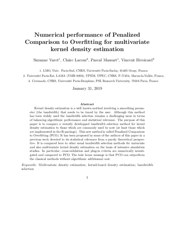 (PDF) Numerical performance of Penalized Comparison to Overfitting for ...
